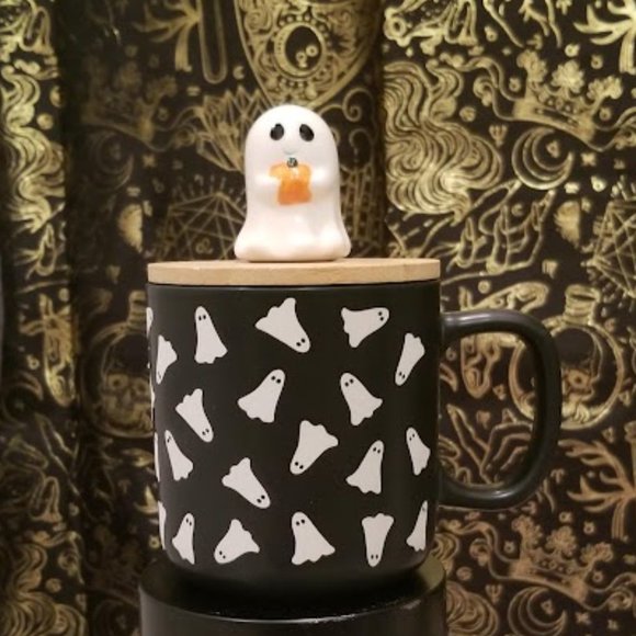 Dining | Gothic Cute Halloween Cup Black And White Ghost Print Mug With ...